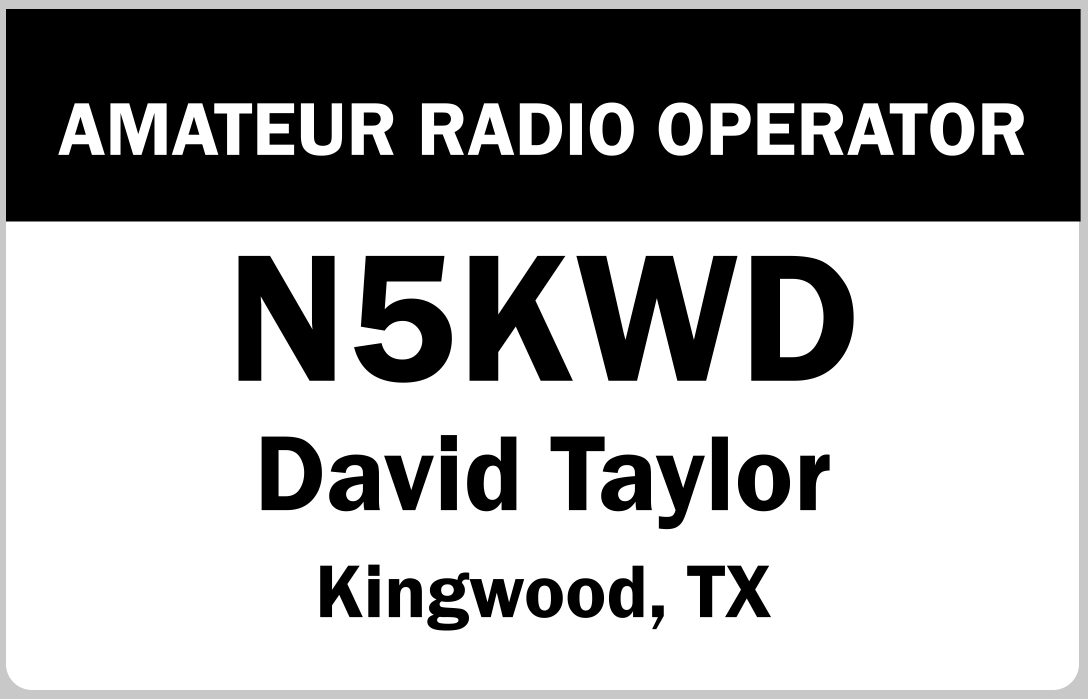 Amateur Radio Name Badge Tag ID Callsign Three Line Custom Personalized ...