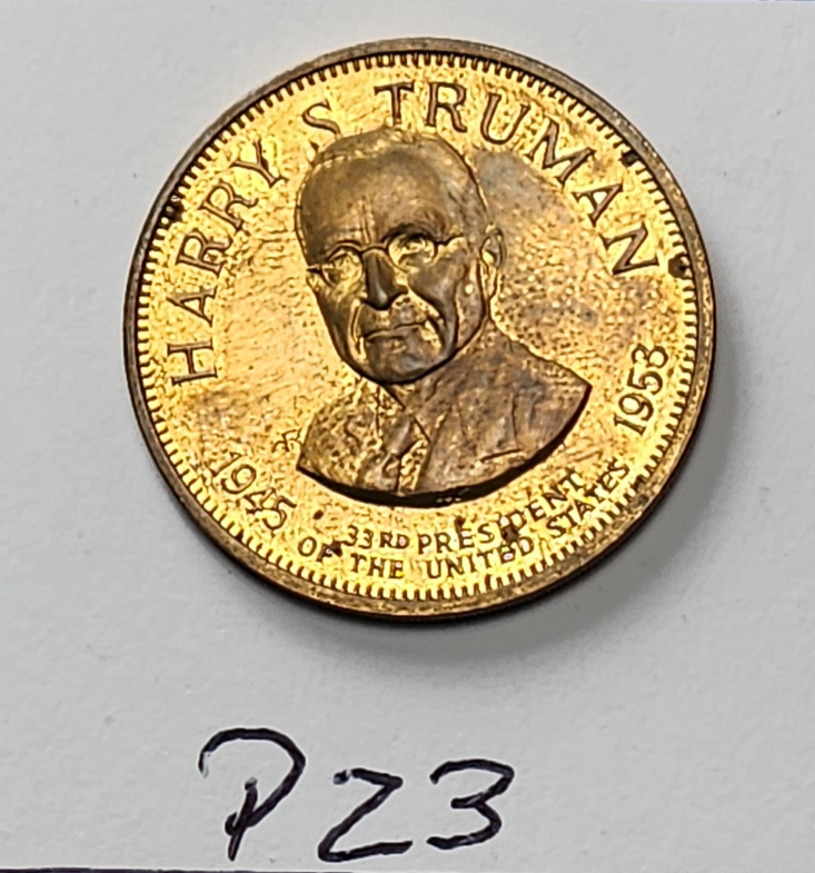 HARRY TRUMAN US President Token Coin Bronze Medal With Reeded Edge P23 ...