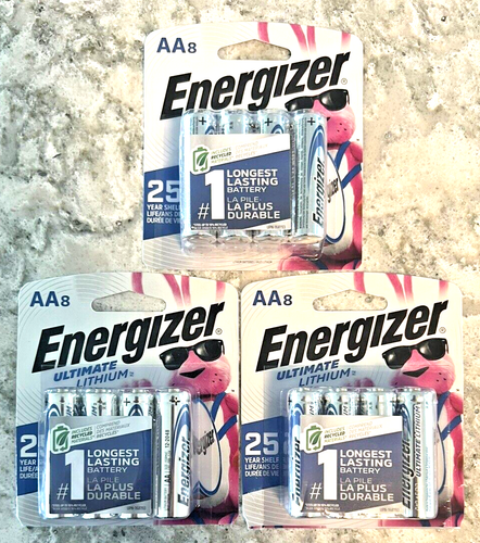 Energizer Ultimate Lithium AA Batteries 3 - 8 Packs (24 Batteries) EXP ...