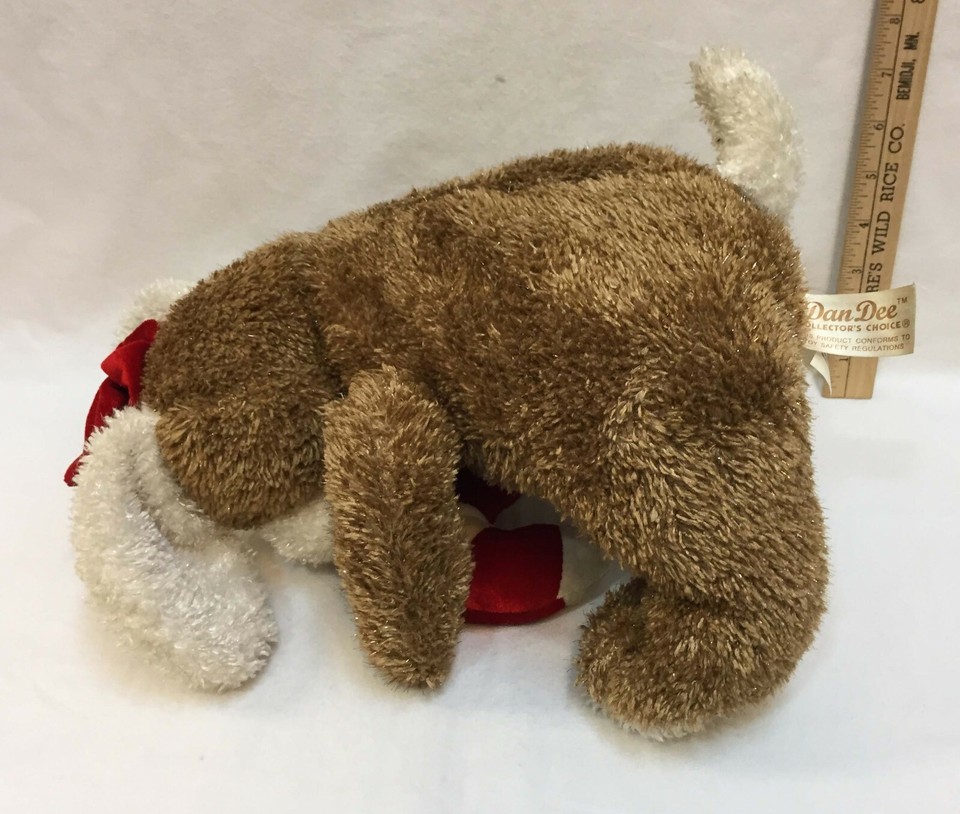 Vintage Dan Dee Plush Stuffed Dog & Mug Designed w/ Candy Cane Dog Bone ...