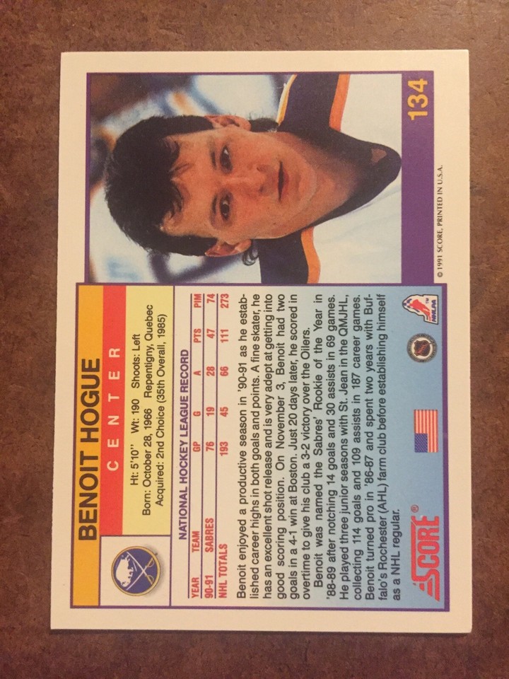 Benoit Hogue 134 Score 1991 NHL Hockey Trading Card | eBay