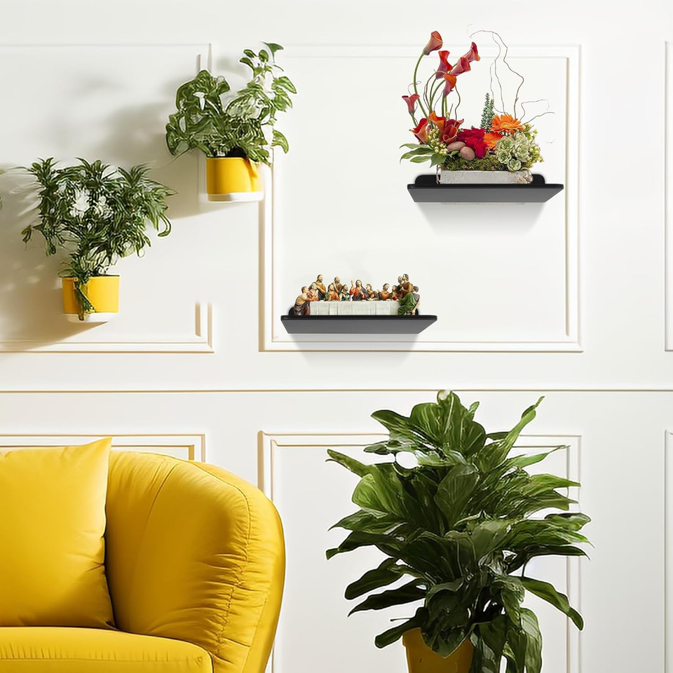 2 Pcs Black Small Floating Shelf, Small Floating Wall Shelves for Wall ...