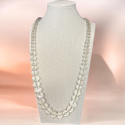 TALBOTS Silver Tone Faceted Icy Glass Bead Statement Necklace T832 | eBay