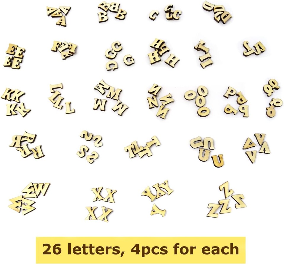 104PCS Wooden Letters for DIY Crafts - 15mm, 26 Letters Included | eBay