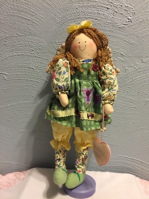 Garden Angel Wooden Stand Up Cloth Angel Doll Figurine On Wood Stand ...