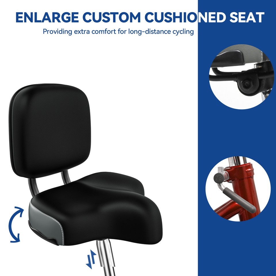 LEDKINGDOMUS Adult Tricycle Trike 26" 3-Wheel 1-Speed Red Bikes ...