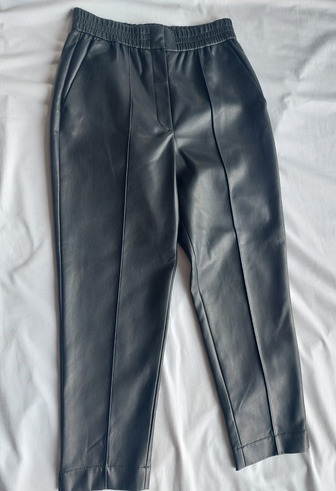 Rebecca Taylor. Vegan Leather Tapered Trousers. USA 10. UK 14. Black. £ ...