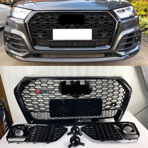 For Audi Q5 SQ5 RSQ5 2018 -2020 Black Front Bumper Grill &Fog Lamp ...