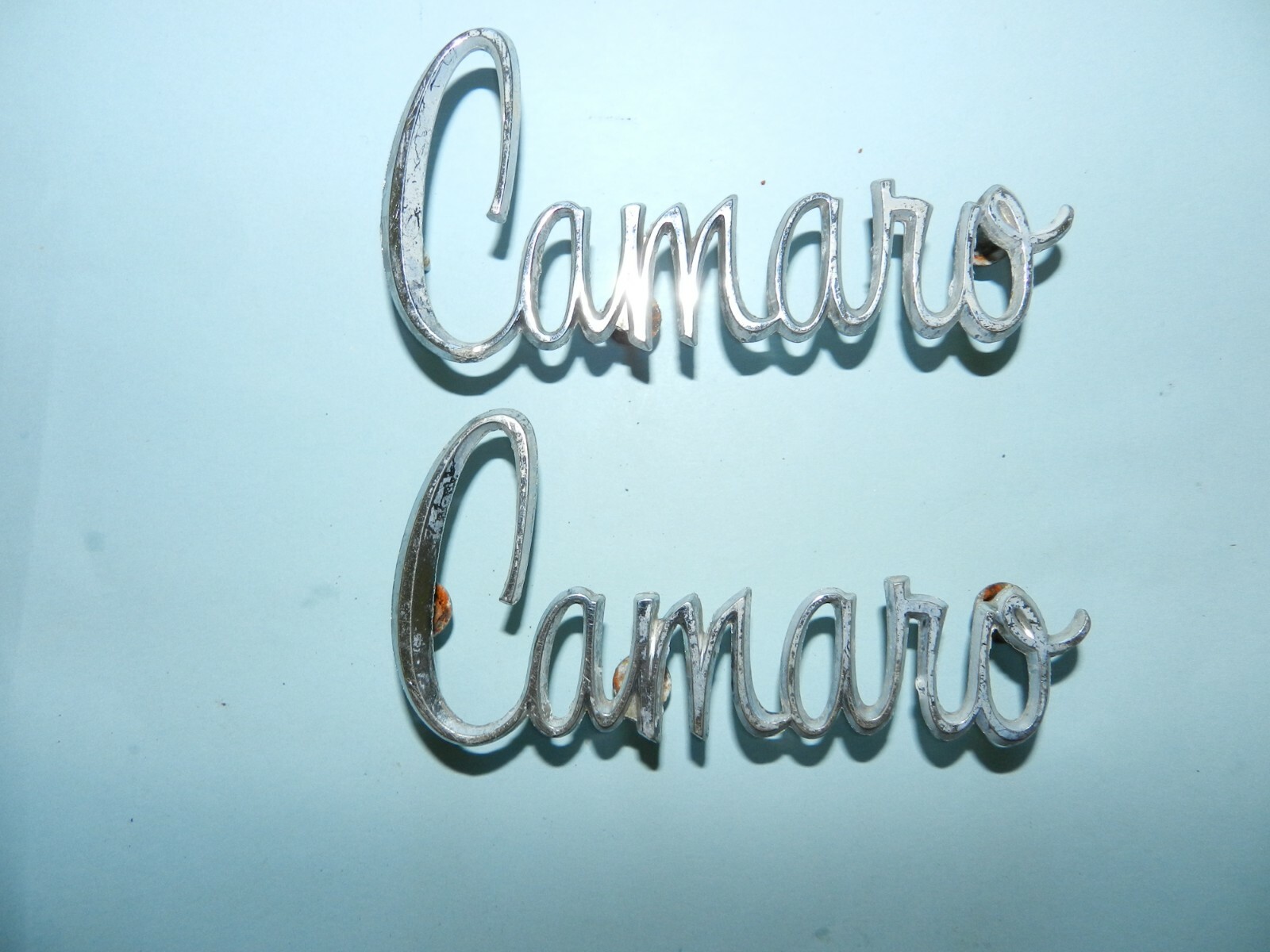 Pair of Vintage 1970-74 Chevrolet Camaro Chrome Script Emblems 3974594 ...