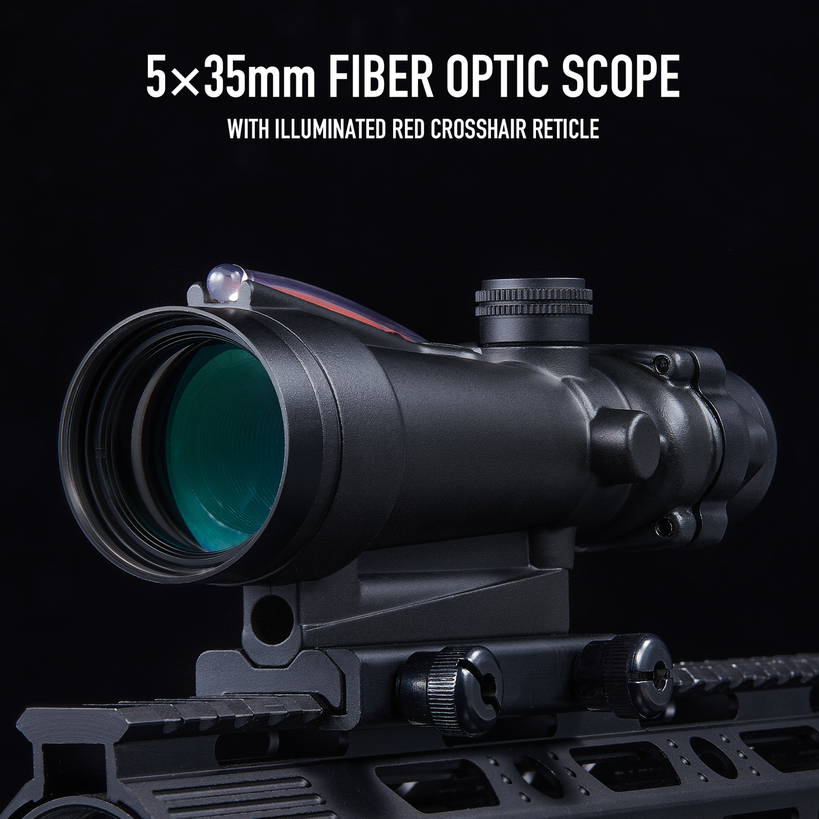 PINTY ACOG 5x35 Real Red Fiber Optic Scope wCantilever Mount for Hunting Airsoft | eBay