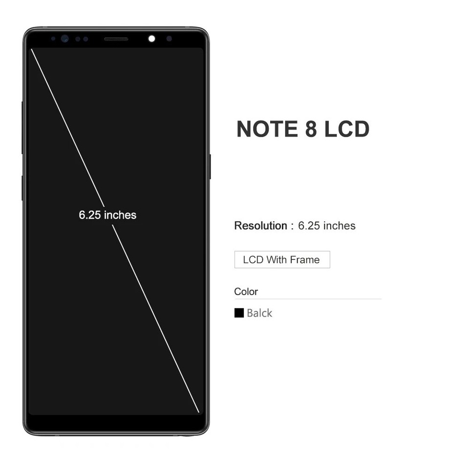 LCD Display Touch Screen Digitizer with Frame for Samsung Galaxy Note8 ...