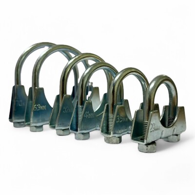 U BOLT EXHAUST CLAMPS UNIVERSAL CLAMP CLIP WITH NUTS 28mm - 102mm HEAVY ...
