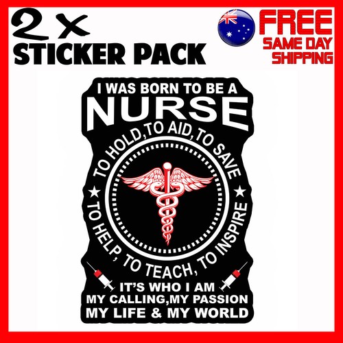 2 x Stickers - Born To Be A Nurse - Car Bumper Funny Novelty Sticker ...