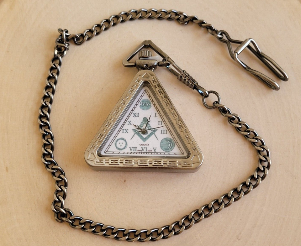 Masonic Triangle Pocket Watch Masonic Freemason Square - Compasses ...