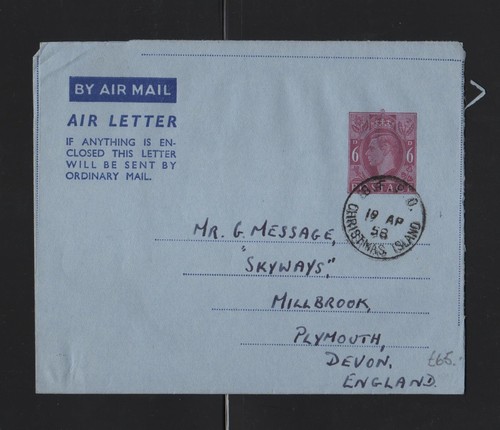 GB KING GEORGE VI AIRLETTER POSTAL STATIONERY CHRISTMAS ISLAND | eBay