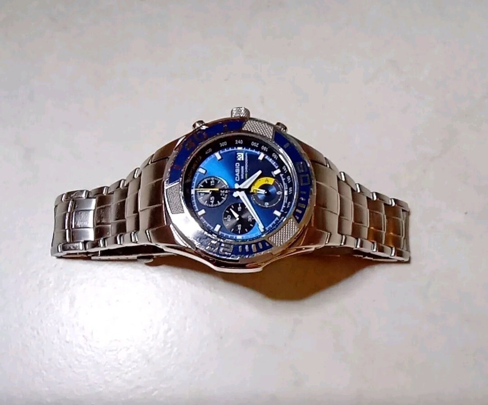 Casio Duro Watch Men 40mm Blue 4726 MSY-502 Date 200M Chronograph Alarm ...