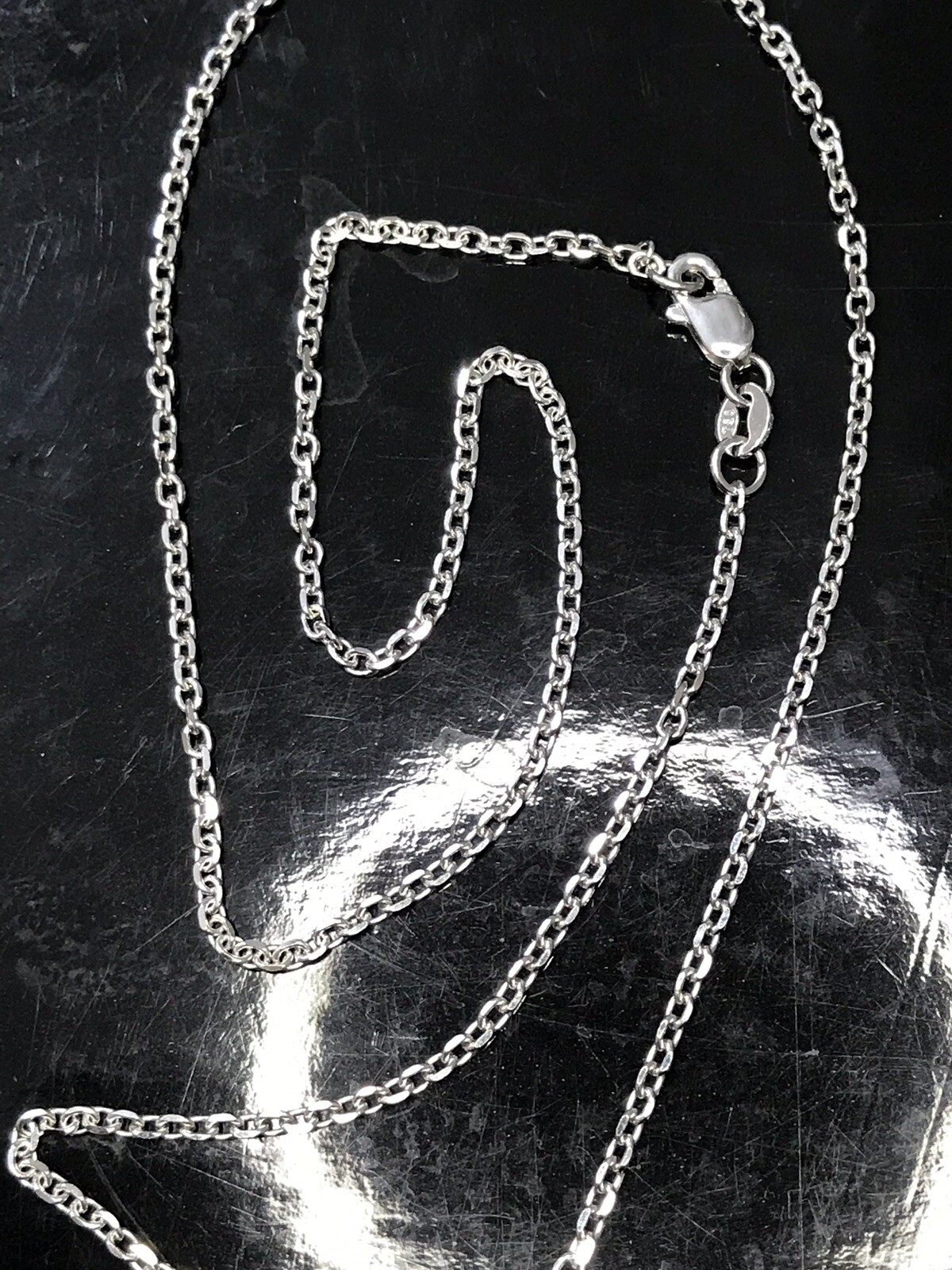 18K Solid White gold rolo chain Necklace 18 inch 3.70 gram lobster ...