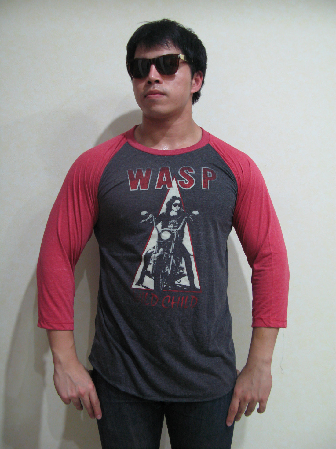 W.A.S.P Wild Child'85 Metal Band Raglan T-Shirt Men's Gray Graphic Tee ...