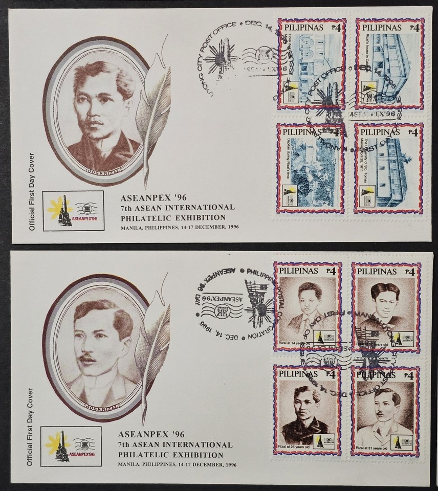 Philippines Aseanpex 96 JOSE RIZAL Compete Set Of 8 First Day Covers | eBay