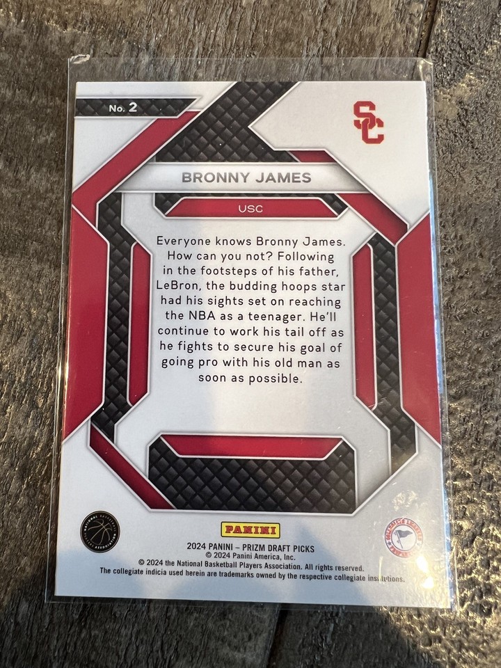 2024 Panini Prizm Draft Picks Bronny James New Recruits RC #2 Trojans ...