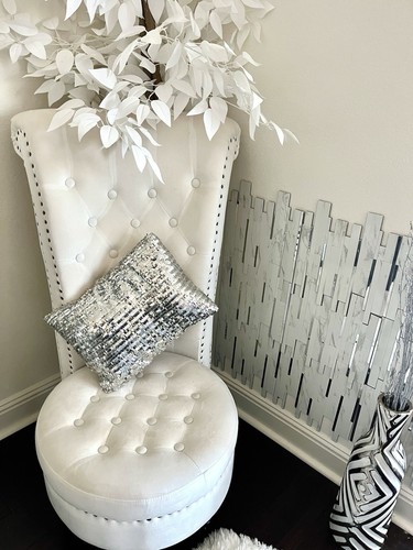 Mid Century White Accent Chair Single Sitting High Back No Arm Rest | eBay