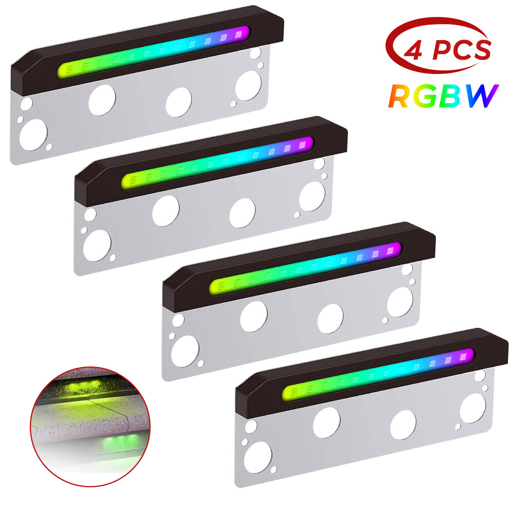 4 Pack 12inch RGBW Smart Step Landscape Paver Lights Color Changing APP ...