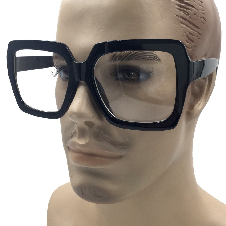 XL Large Chunky Square Glasses Clear Lens Thick Frame Nerd Eyewear Bold ...