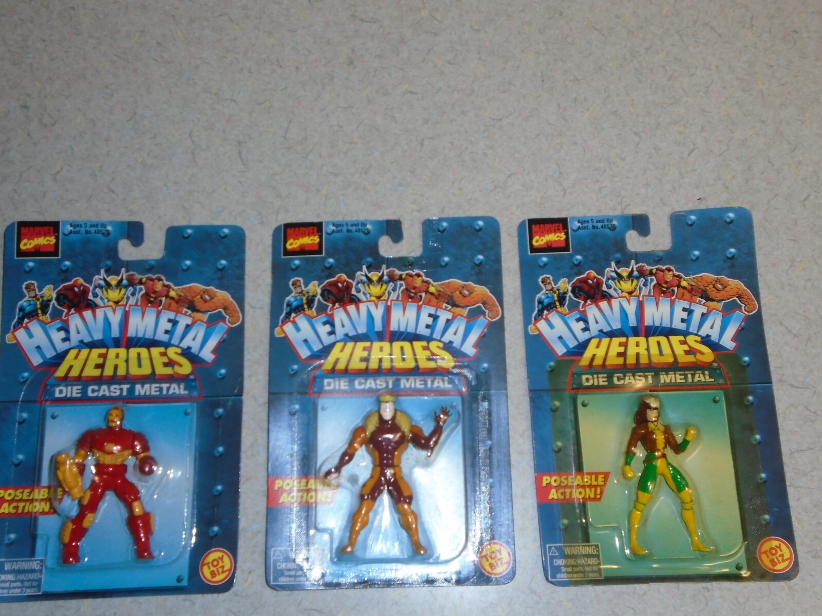 Lot of 3 Marvel Heavy Metallic Heroes Die Cast Metal Figures Toy Biz ...