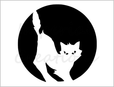 Full Moon Cat Stencil Halloween Pumpkin Carving 8.5" x 11" Reusable ...
