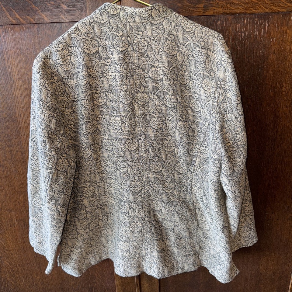 J Jill Floral Mandarin Brocade Jacket XL 3/4 Length Sleeve | eBay