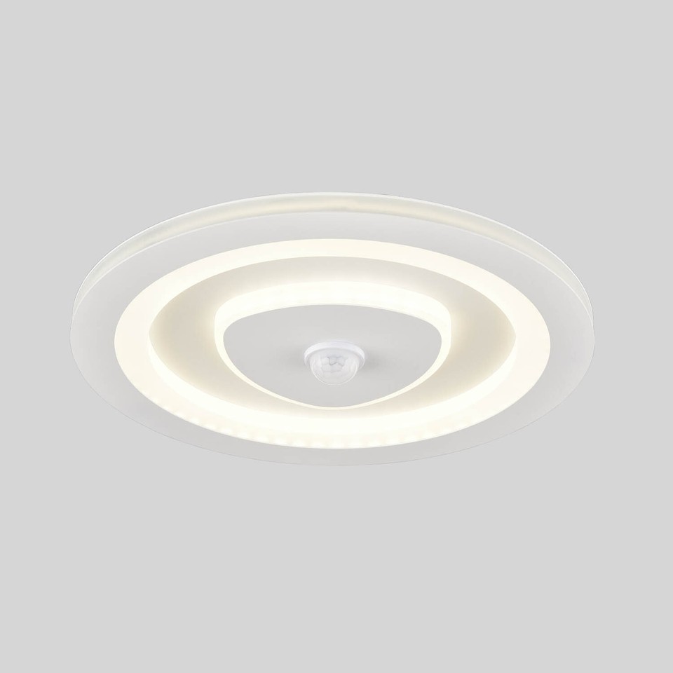 Round Motion Sensor White LED Ceiling Mount Light - 4000K 18W Natural ...