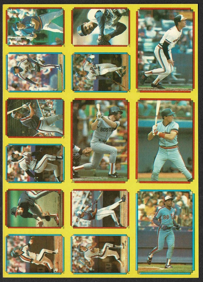 1988 OPC Progressive Blank-Back Stickers Panel, #228 Cal Ripken, Boggs ...
