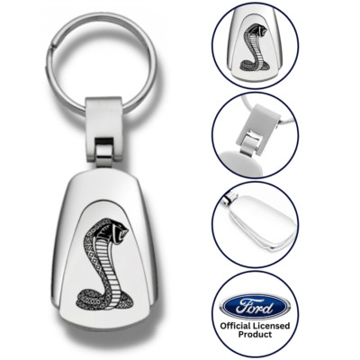 Mustang Cobra Chrome Teardrop Key Fob Logo Key Chain Key Ring Official ...