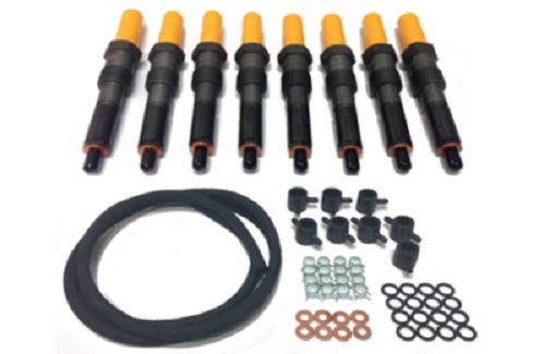1983-1988 6.9L Ford IDI Diesel New Fuel Injector Set & Return Line Kit ...