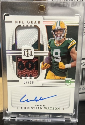 2022 Panini National Treasures Christian Watson NFL Gear Patch Auto RPA ...