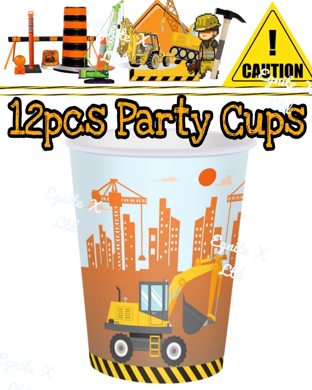 Construction Excavator Birthday Party Tableware Supplies Decorations ...