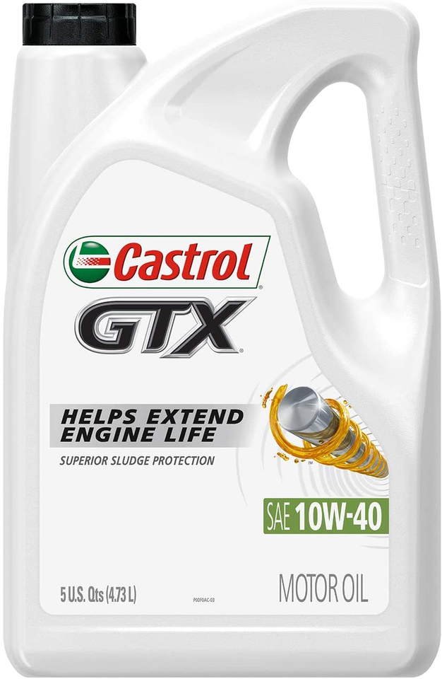 Castrol 03094 GTX Premium Motor Oil 10W-40, 5 Quart, Superior Sludge ...