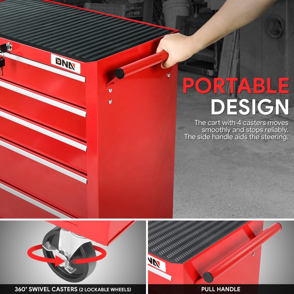 5-Drawer Plastic Top Rolling Tool Trolley Chest Storage Cabinet w ...