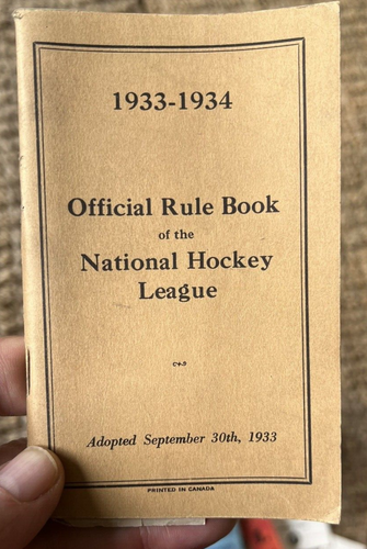 1933/34 Hockey NHL Rulebook Belonging Chicago Blackhawk Great Johnny ...