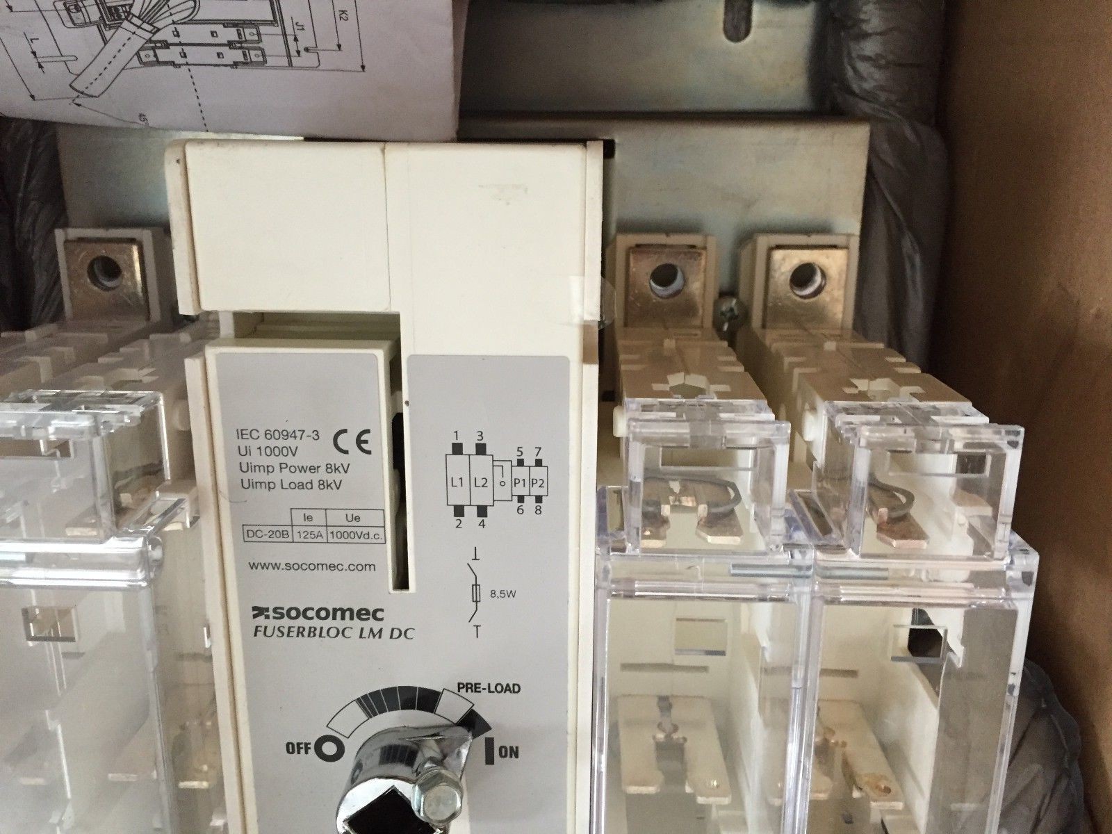 SOCOMEC 38DR 2012,FUSERBLOC LM DC,IEC 60947-3 GENERAL SWITCH 125A,UI ...