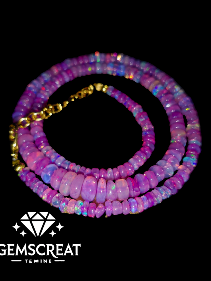 16" Natural Ethiopian Opal Wello Fire Opal Gemstone Bead Necklace ...
