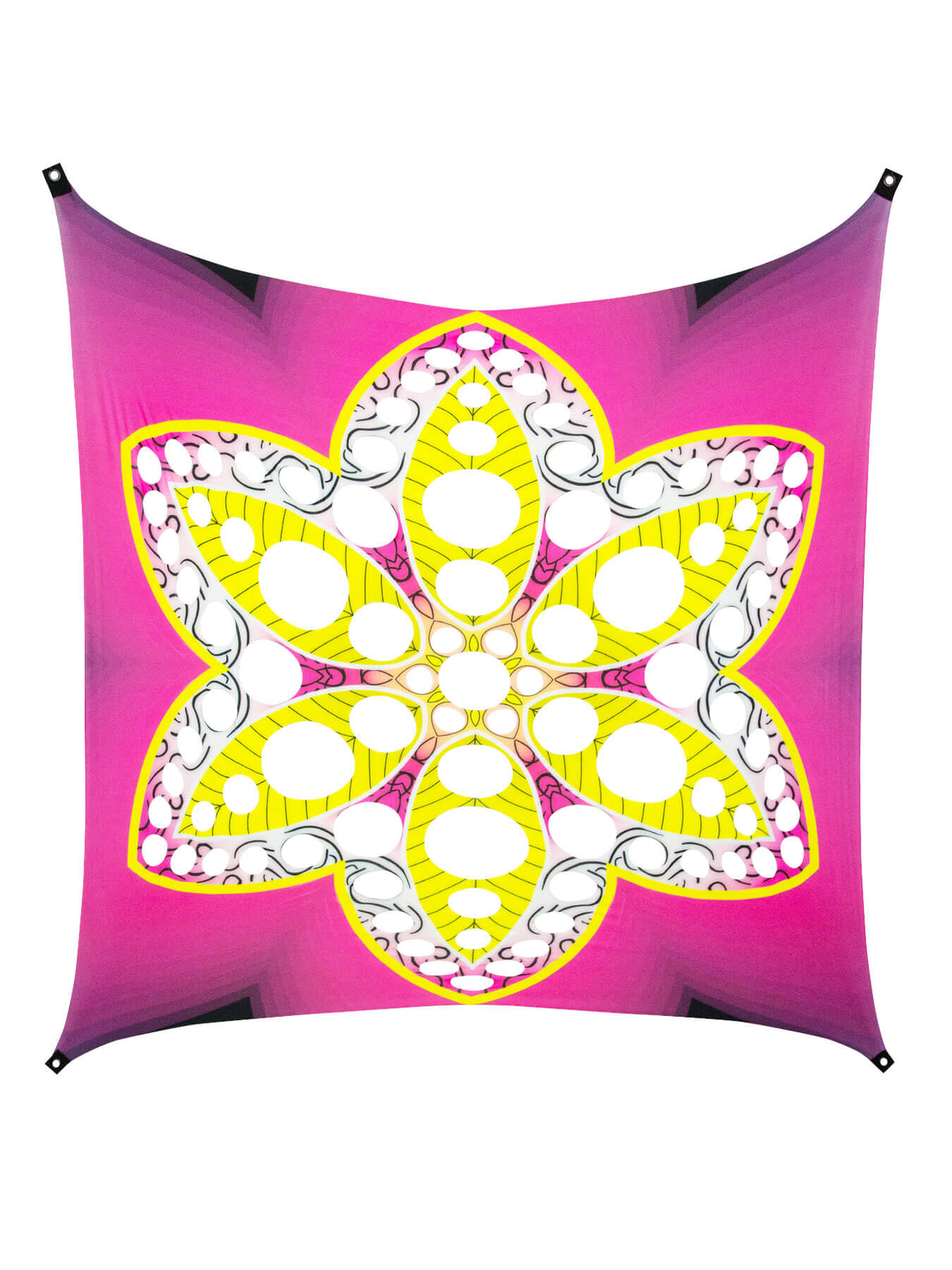 2,5x2,5m Psywork Schwarzlicht Goa Segel Spandex "Psychedelic Flower ...