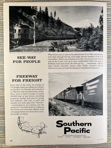 Southern Pacific Streamliner Railroad Freight Train West 1960 Vintage ...