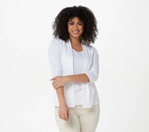 Denim & Co. Essentials Open Front Cardigan & Tank Sets White XS New | eBay