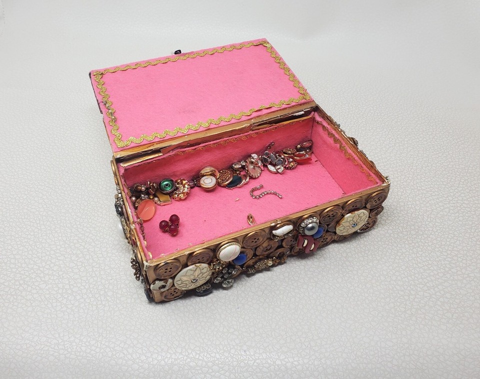 Vintage Tramp Art Hand Decorated Charmed Memory Cigar Box | eBay