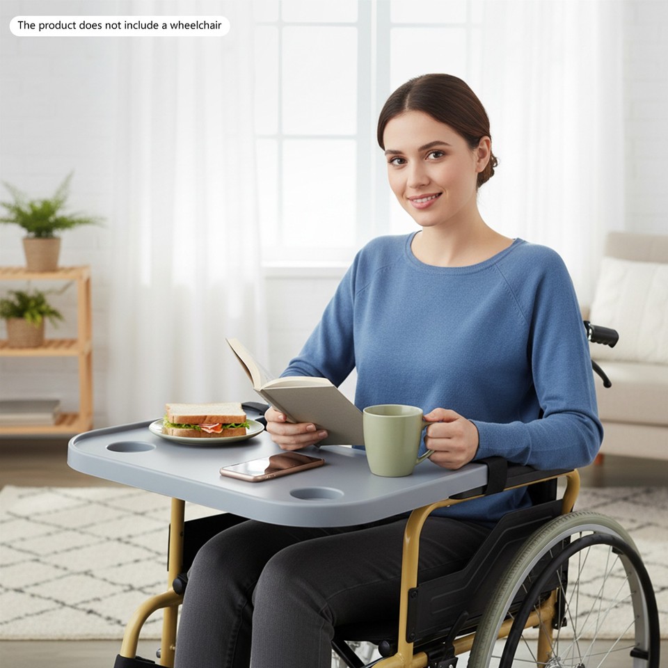 Wheelchair Tray Table W/ 2 Cup Holder Portable Eating Food Holder ...