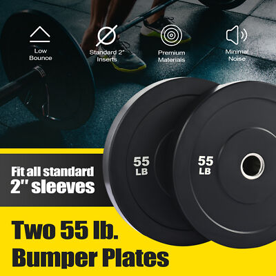 55lb Weight Plate Set for Home Gym Olympic Bar Workouts 2" Bumper Plate ...