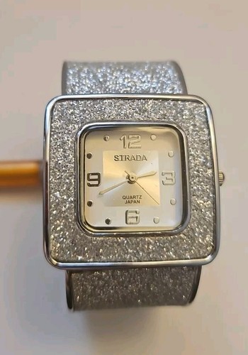 Womens STRADA Silver Stainless Cuff Bangle Bracelet Watch | eBay