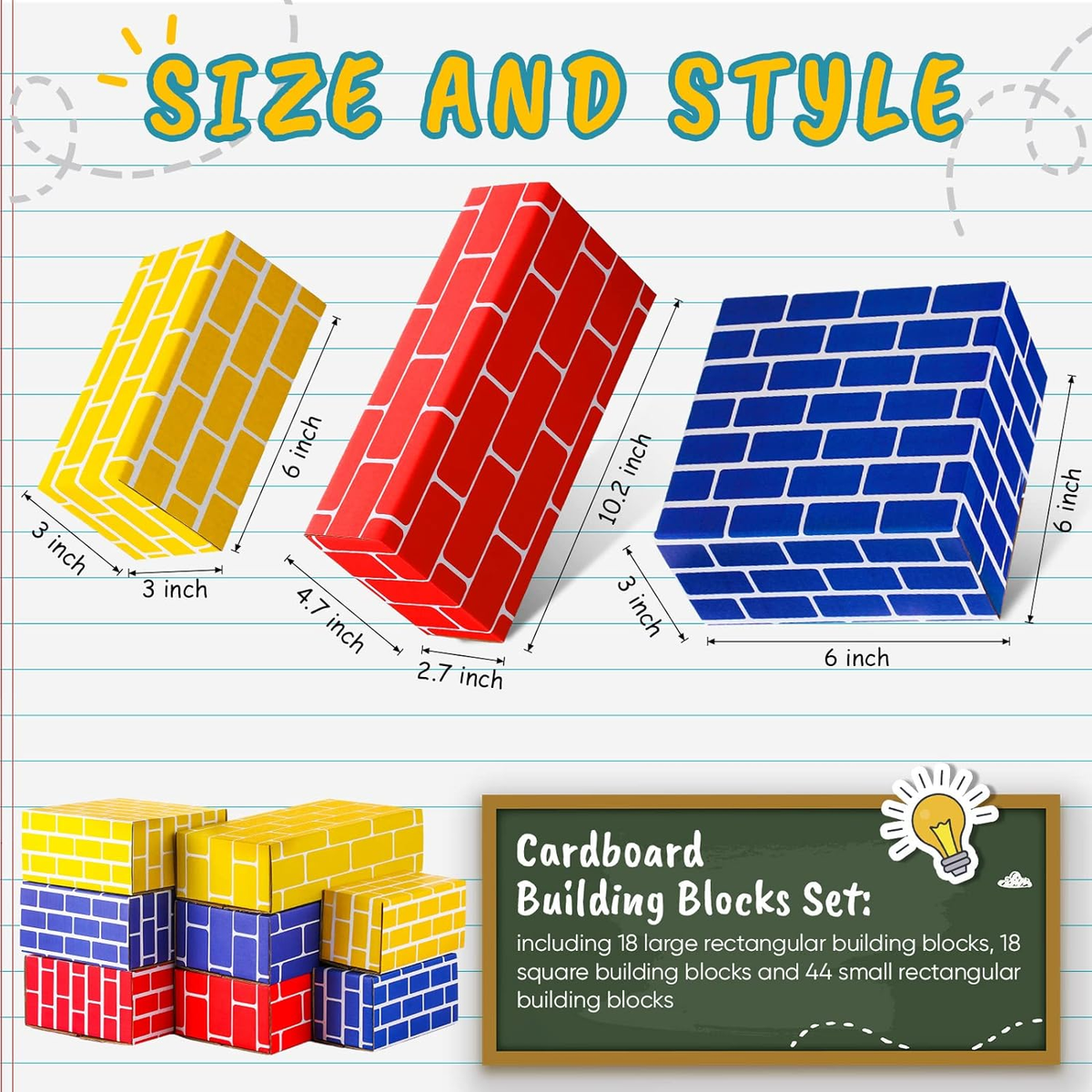 Red Cardboard Brick Building Blocks Primary Color Building Bricks