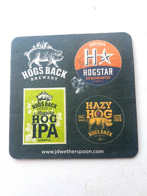 HOGS BACK BREWERY - Hog Star / Hazy Hog / Hog IPA Cat No'20 Beer mat ...